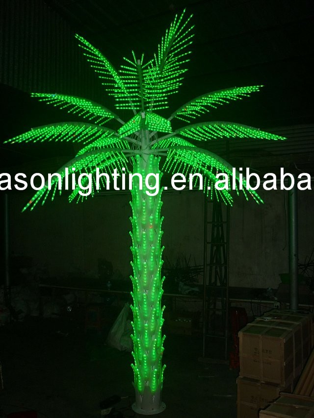 outdoor lighted palm trees